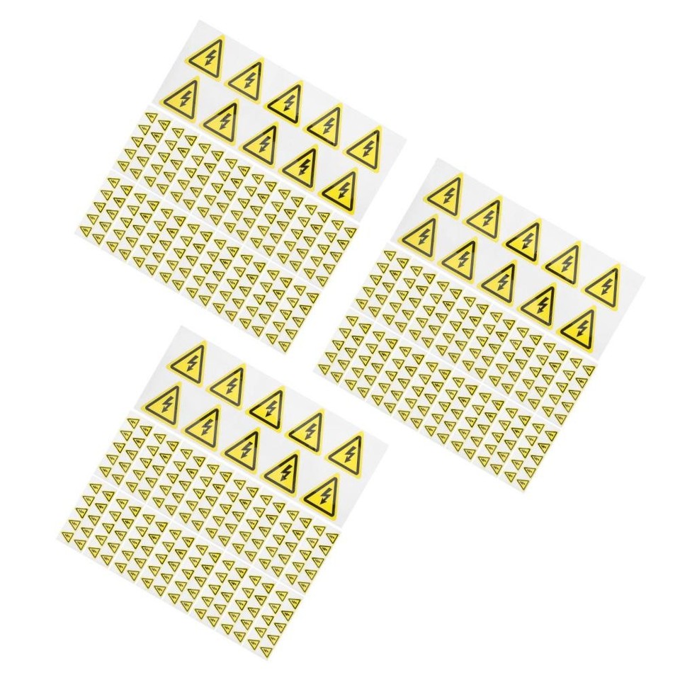 200pcs High Voltage Sign - Electrical Warning Stickers Yellow Triangle ...