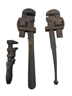 Antique Vintage Square Nut Adjustable Pipe Wrenches Tool Lot Model T ...