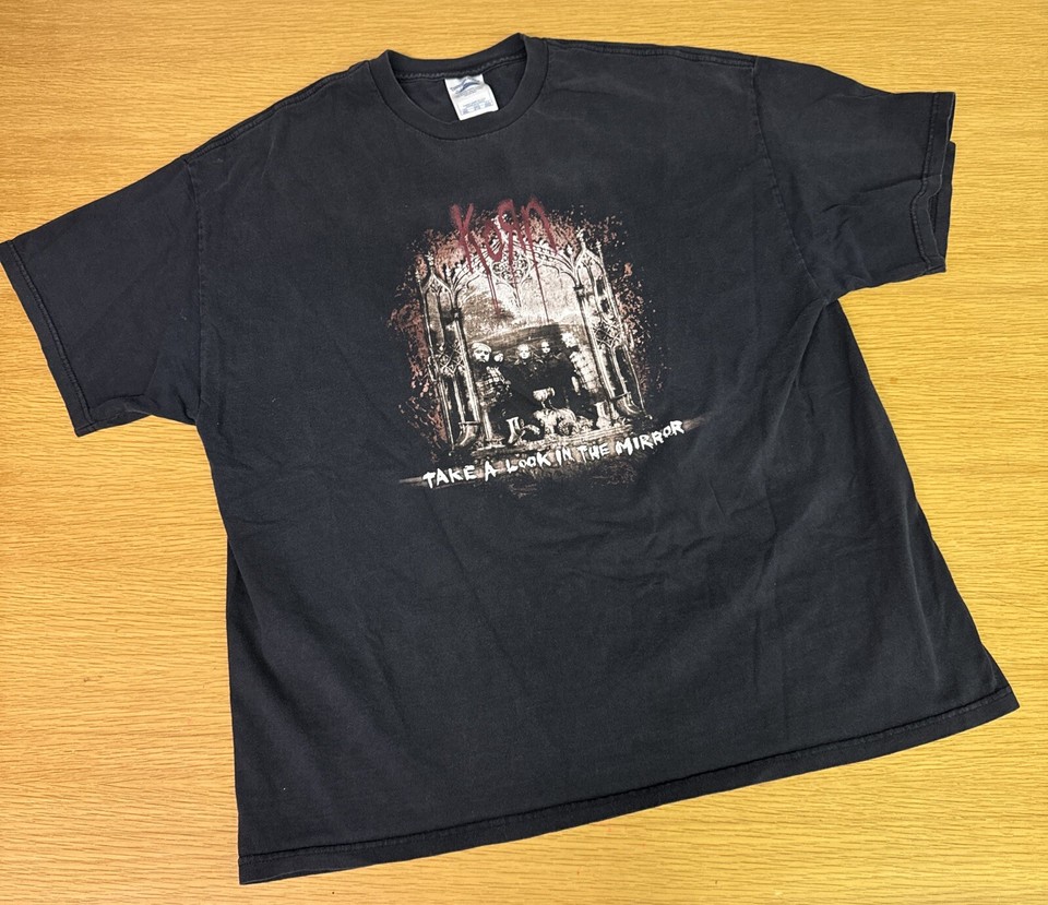 Vintage KORN Shirt XXL Black Take-A-Look-In-The-Mirror Tour Merch Y2K ...
