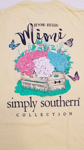 Simply Southern "MIMI" Spring Flower Butterfly Yellow T Shirt SMALL ...