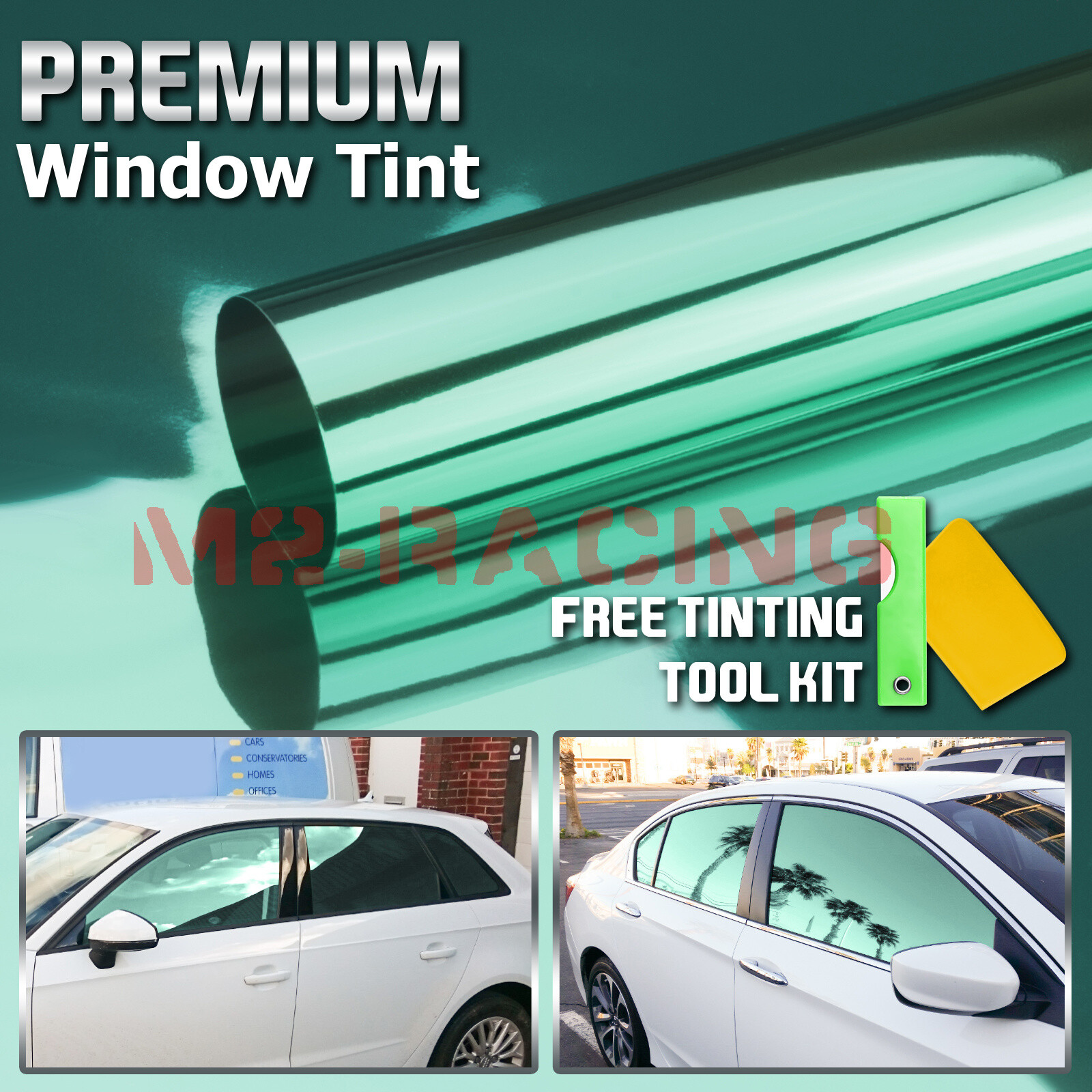 20"x10FT Uncut Roll Window Mirror Chrome Green Tint Film Car Home ...