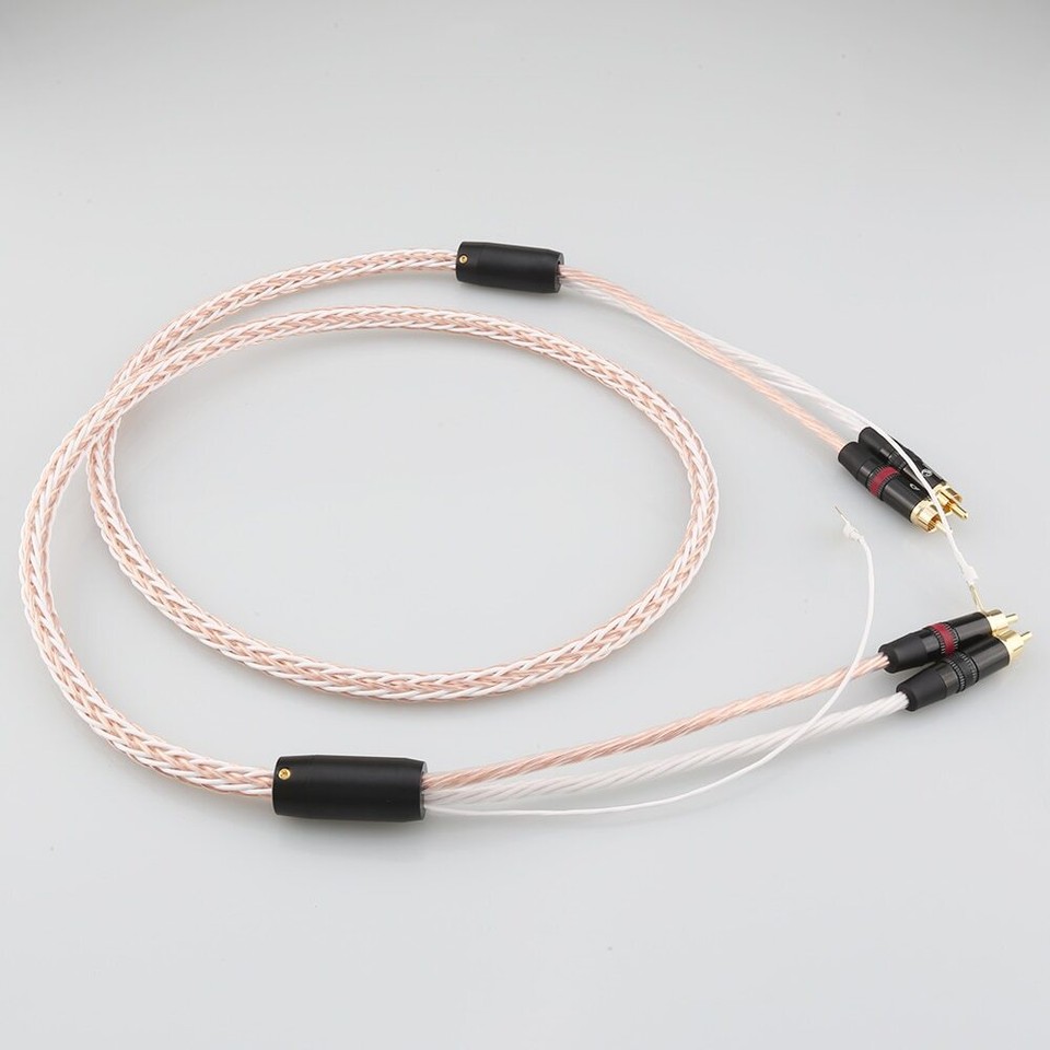 8TC 7N OCC Pure Copper Dual RCA HIFI Audio Phono RCA Cable with Ground ...