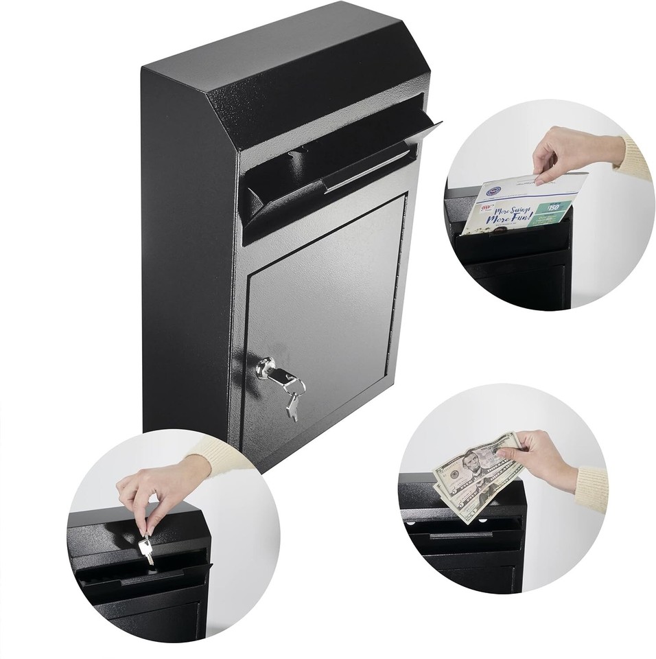 Key Drop Box Locking Mailbox Anti-Theft Dropbox for Money Rents ...