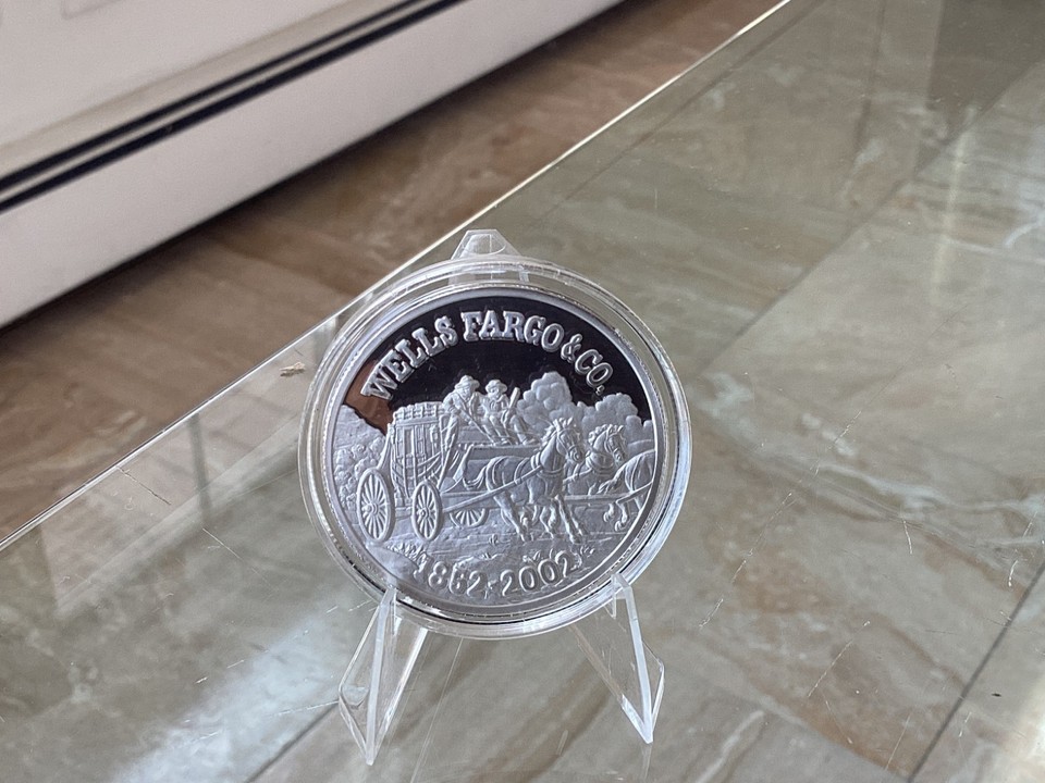 WELLS FARGO 150th ANNIVERSARY 1 Troy oz. .999 Silver PROOF ROUND COIN ...