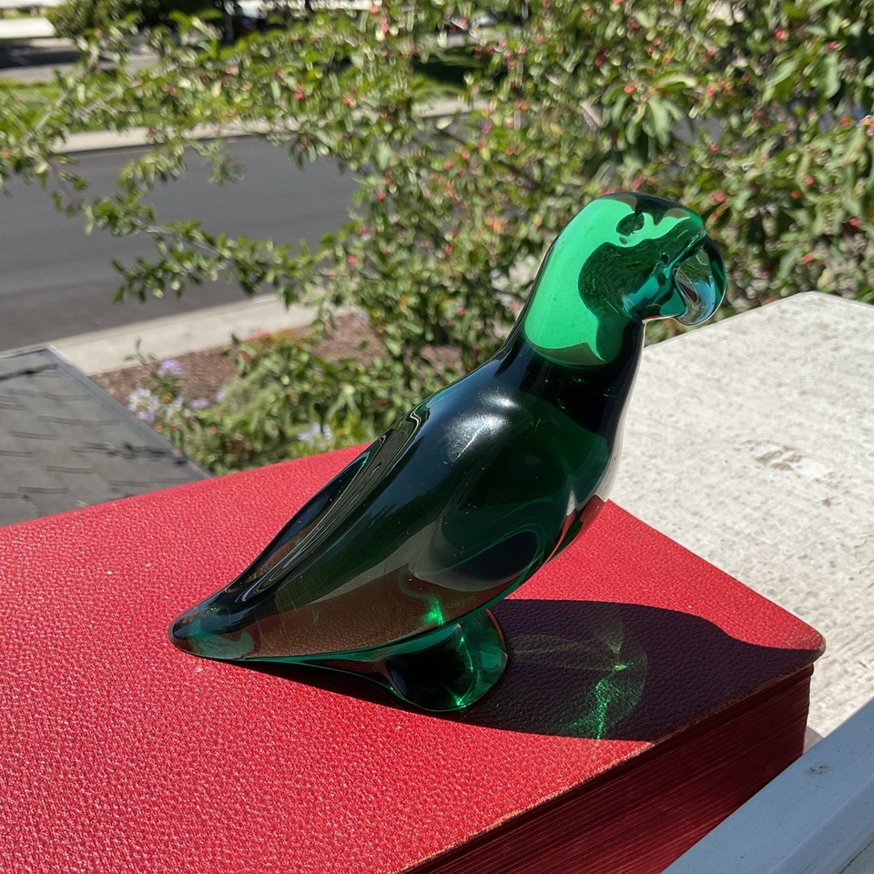Baccarat France Green Crystal Glass Parrot Bird Figurine/ Paperweight ...