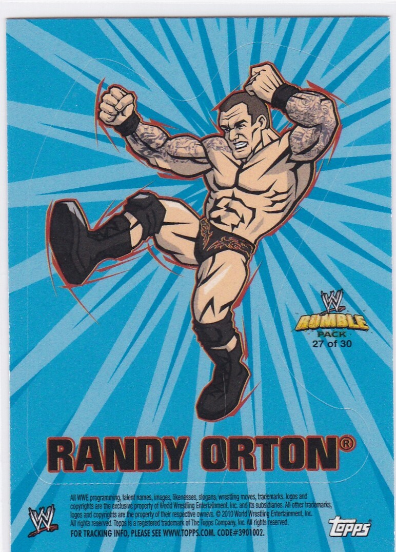 2010 TOPPS Rumble Pack Sticker Card Randy Orton # 27 OF 30 | eBay