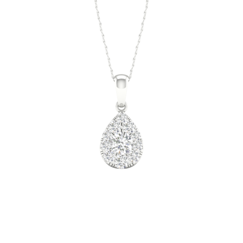 10k White Gold 0.5Ct Diamond Pendant Necklace, H-I I2 Perfect Gift for ...