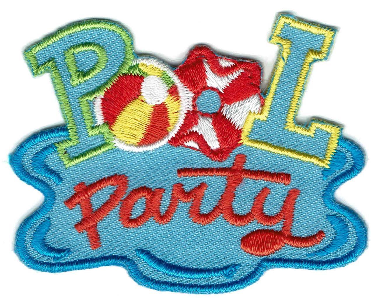 Girl Boy Cub Blue POOL PARTY day swimming Fun Patches Crest Badges ...