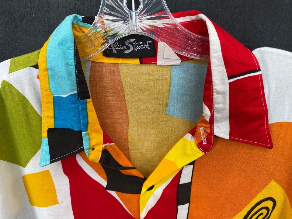 Alan Stuart Shirt Mens XXL Abstract Short Sleeve Vintage | eBay