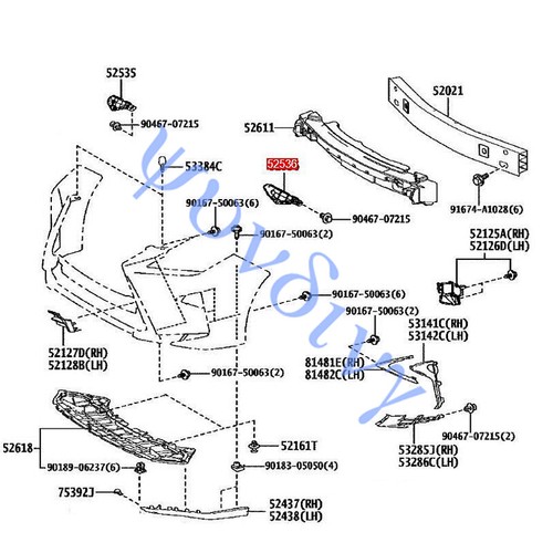 >For Lexus RX350 RX350L RX450h RX450hL 52536-0E060 Front Left Bumper ...