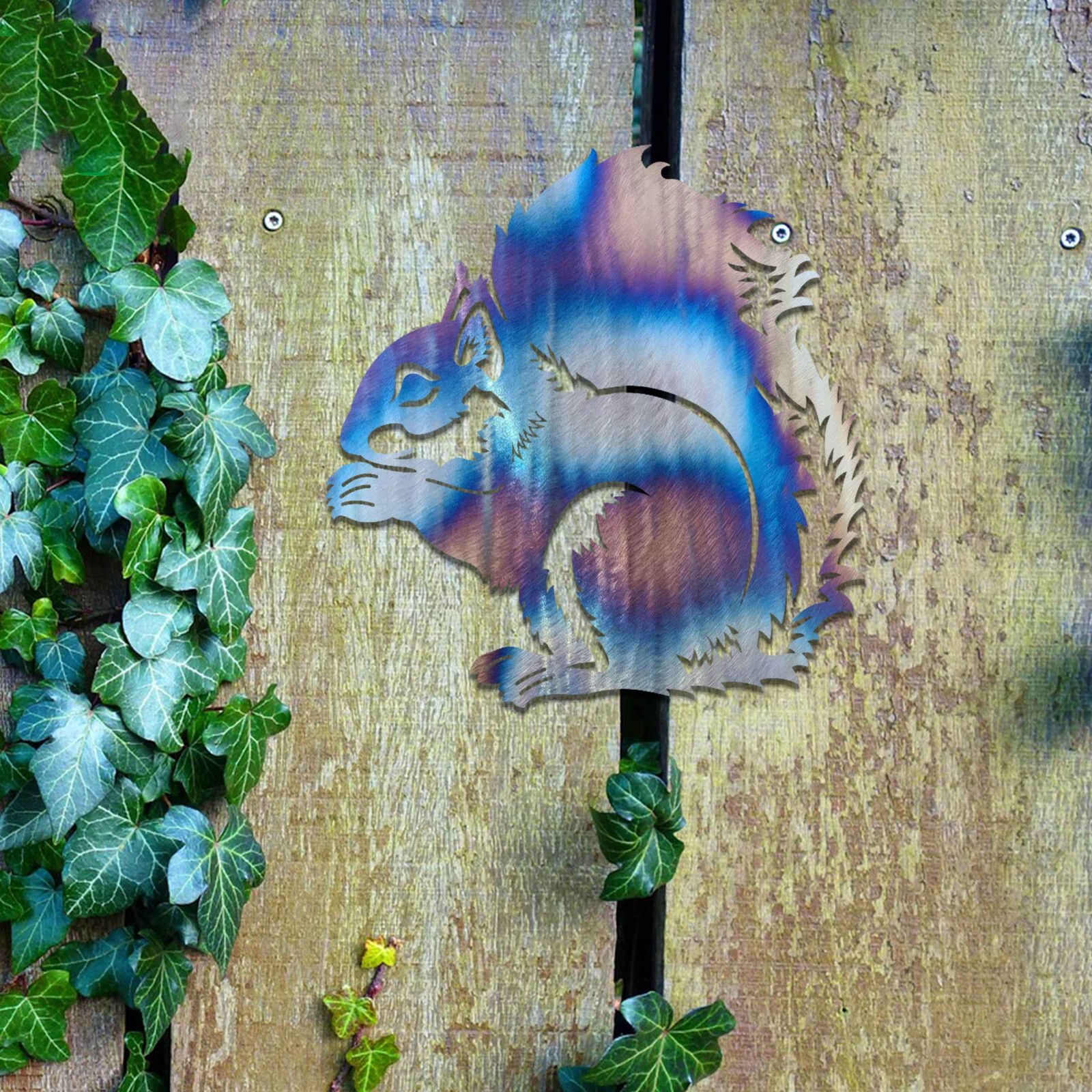 Rustic Metal Squirrel Garden Ornament - Large, Rustic Metal Wall Art ...