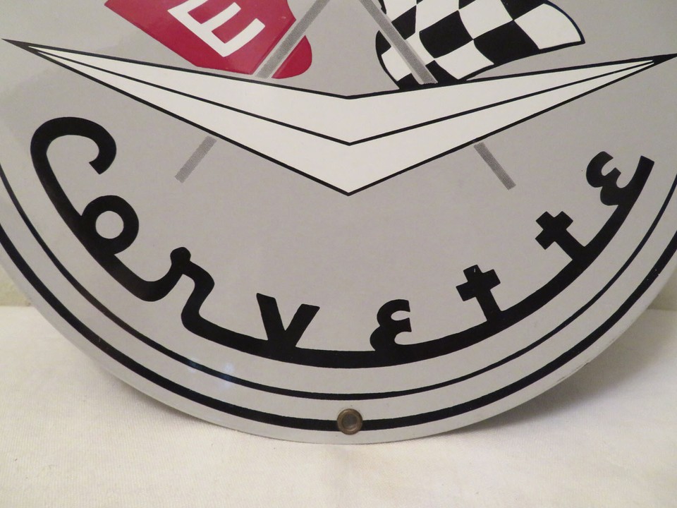 Vintage Chevrolet Corvette Round Porcelain? Enamel? Metal Sign | eBay