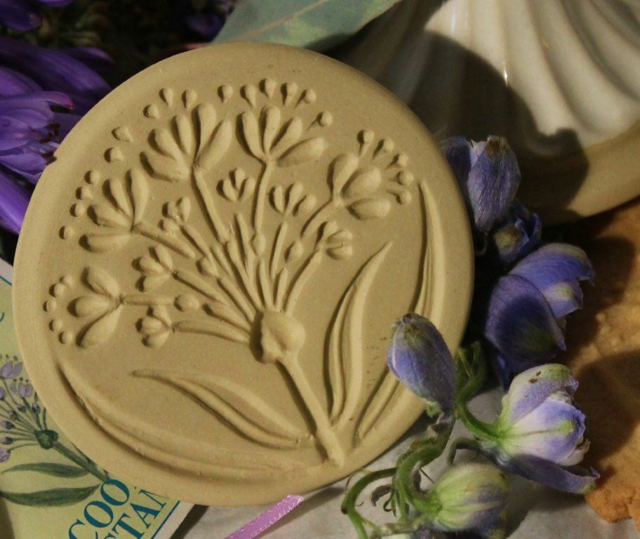 Cookie Stamp Alium Flower Cookie Embosser Stoneware Pottery Biscuit ...