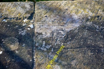 Photo A2 Carving on a stone bridge parapet (4); tank Bakewell A rather ...