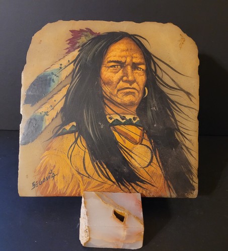Vintage Signed Native American Indian Chief Original Oil Painting ...