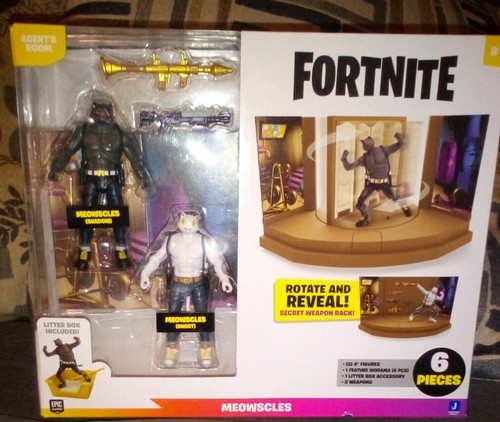 FORTNITE AGENT'S ROOM MEOWSCLES 6 PIECE EXCLUSIVE SET - RARE GOLD - NEW ...