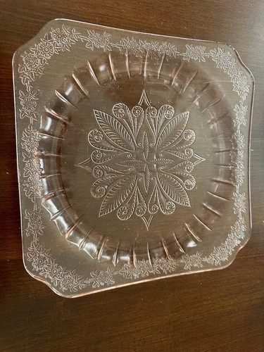 Vintage 1930’s Jeanette Depression Glass Plate Light Pink Adam Pattern ...