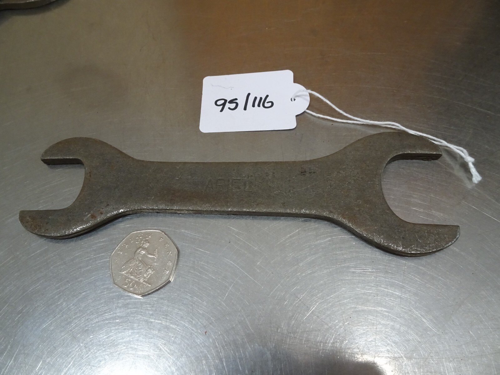 VINTAGE ARIEL TOOLBOX TOOLKIT ROLL SPANNER TOOL.1 5/16 X 1 1/16".BSA ...