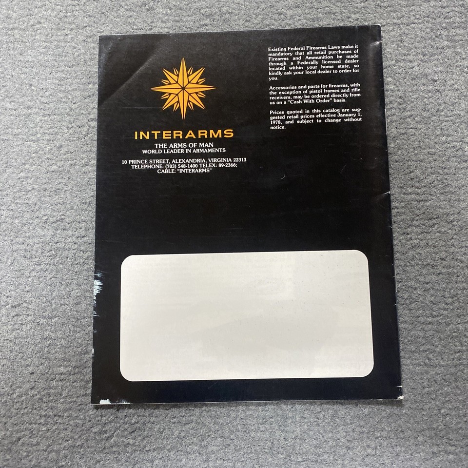 Vintage Interarms 1978 Gun Catalog/Brochure the Virginian Dragoon | eBay