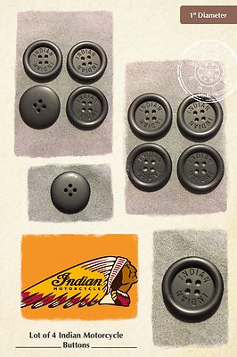 Indian Motorcycle Buttons 1" Diameter Black 4-Hole Sewing Lot of 4 | eBay