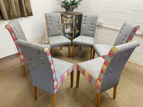 6 Multiyork Dining Chairs ReUpholstered In Multicoloured Modern Design ...