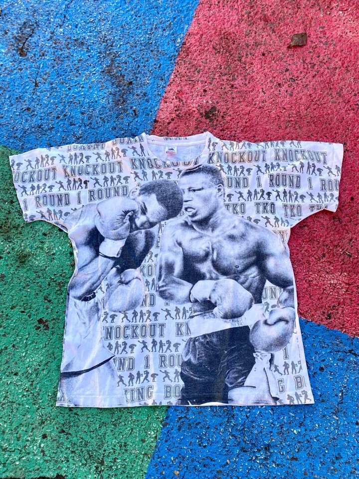 Vintage 90s Boxing Knockout Round 1 RARE All Over Print Graphic Shirt ...