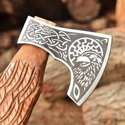 Eagle Engraved Viking Axe Custom Axe, Hand-Forged Carbon Steel Throwing ...