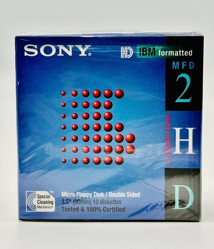 NEW Sony 2HD Floppy Diskettes Disk IBM Formatted 1.44 MB 3.5 Inch 10 ...