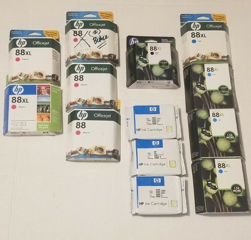 Genuine HP 88 Ink Cartridge Lot of 13- Multiple Colors - Various Dates ...