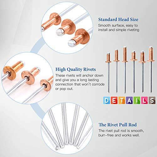 120pcs 6 Size Red Copper Blind Rivets Pop Rivets Assortment Set For ...