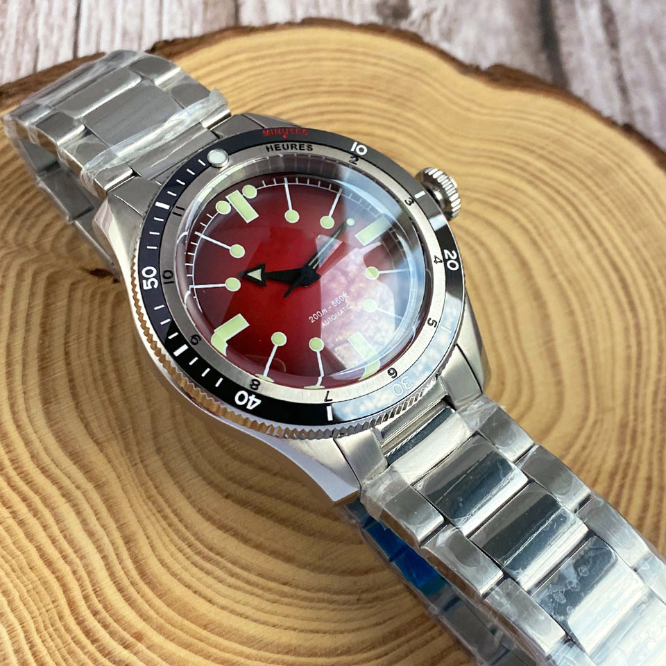 40mm Tandorio Wine red Dial NH35 Automatic Mens Watch Sapphire glass ...