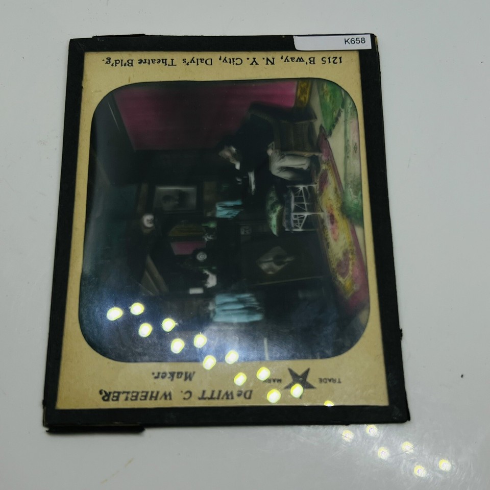 Antique Magic Lantern Glass Sing Along Slide Color Man And His Mantle ...