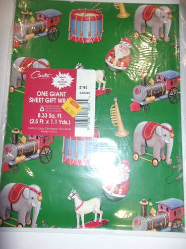New Vintage Carlton Cards Wrapping Paper Gift Wrap Christmas Toys ...