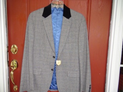Tasso Elba Fancy Sport Coat size S Grey Combo Plaids & Checks 2 Buttons ...