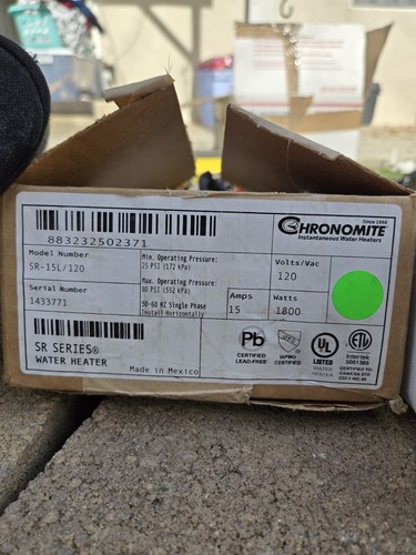 CHRONOMITE INSTANT FLOW ELECTRIC TANKLESS WATER HEATER 120V 1800W 15A ...