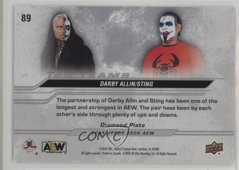 2024 AEW All Elite Wrestling Diamond Plate Darby Allin Sting #89 Patch ...