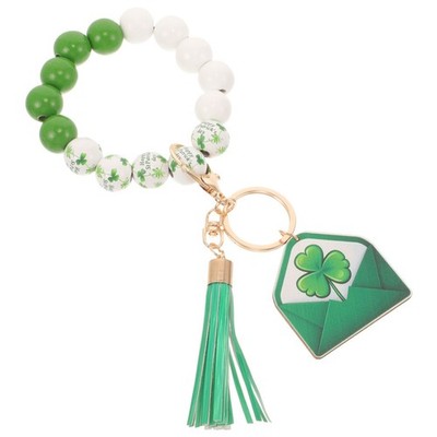 Hand Wrist Chain Jewelry Holiday Beaded Keychain Irish Shamrock ...