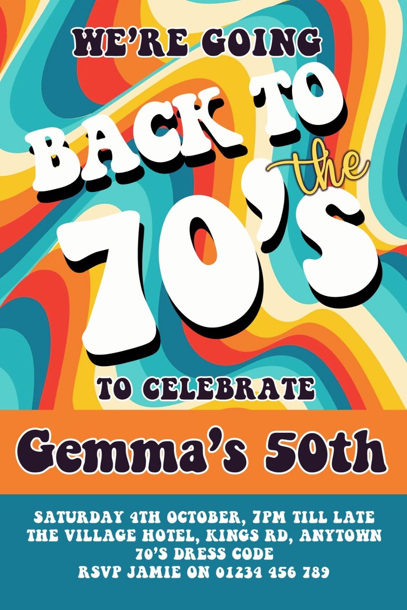 1970s Party Invitation For Word