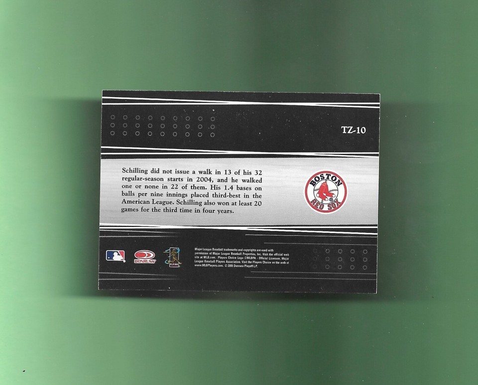 2005 Zenith TEAM ZENITH Card # TZ-10 CURT SCHILLING BOSTON RED SOX ...