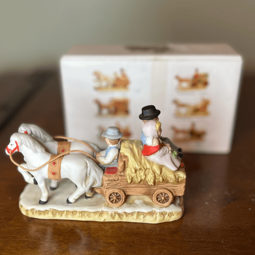 Disney Colonial Village Geo Z Lefton 1987 haywagon horse drawn carriage ...