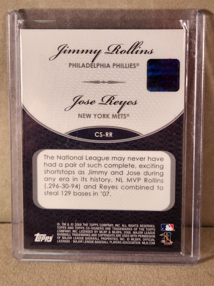 2008 Topps Co-Signers Dual Auto Autograph Jimmy Rollins Jose Reyes #CS ...