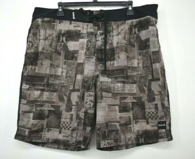 Hurley Mens Flat Front Criss-Cross Drawstring Waist Pocket Zip Casual ...