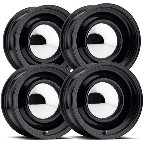 (Set of 4) AWC 61B Smoothie 15x8 5x4.5"/5x4.75" -6mm Black Wheels Rims ...