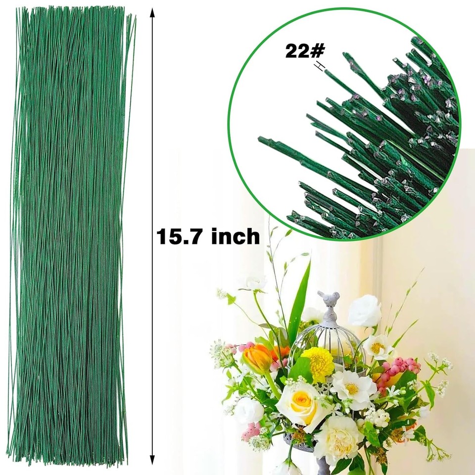 Floral Stem Wire Jgalnim 300 Pcs 22 Gauge 16 Inch Green | eBay