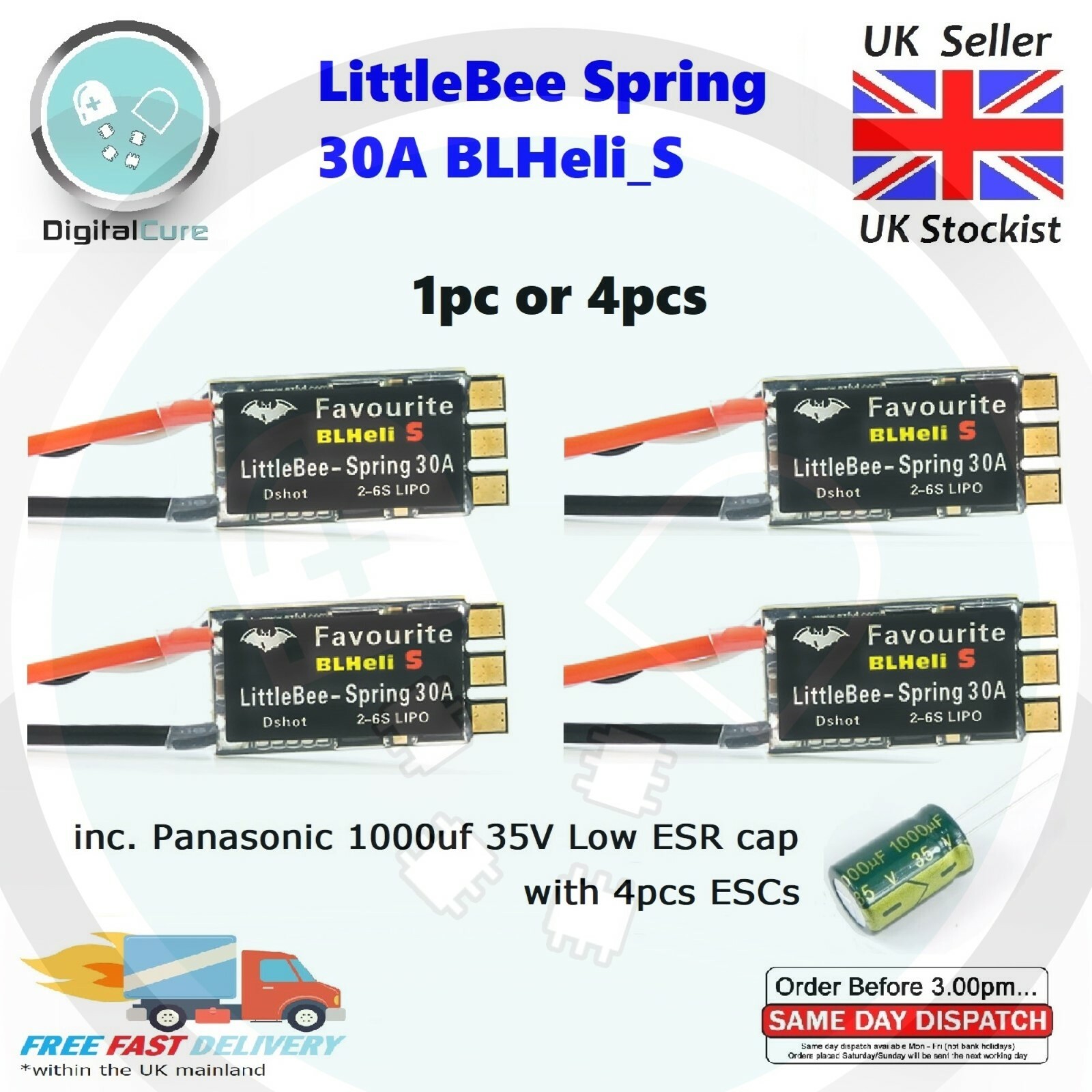 Favorite FVT Little Bee Spring 30A 2-6S ESC BLHeli_S DSHOT & Damped ...