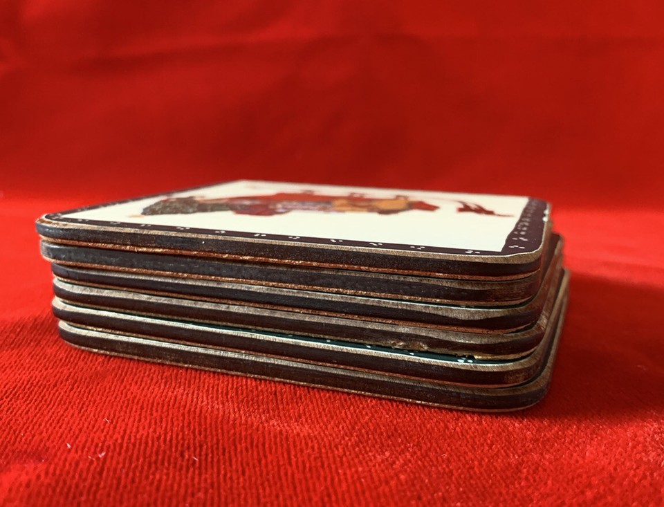 SET of 6 Pimpernel Cork-backed Coasters, Christmas Sleigh Tree Bear ...