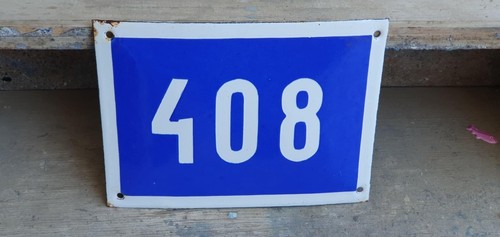 Genuine enamel porcelain house number 408 st. House sign #408 vintage ...