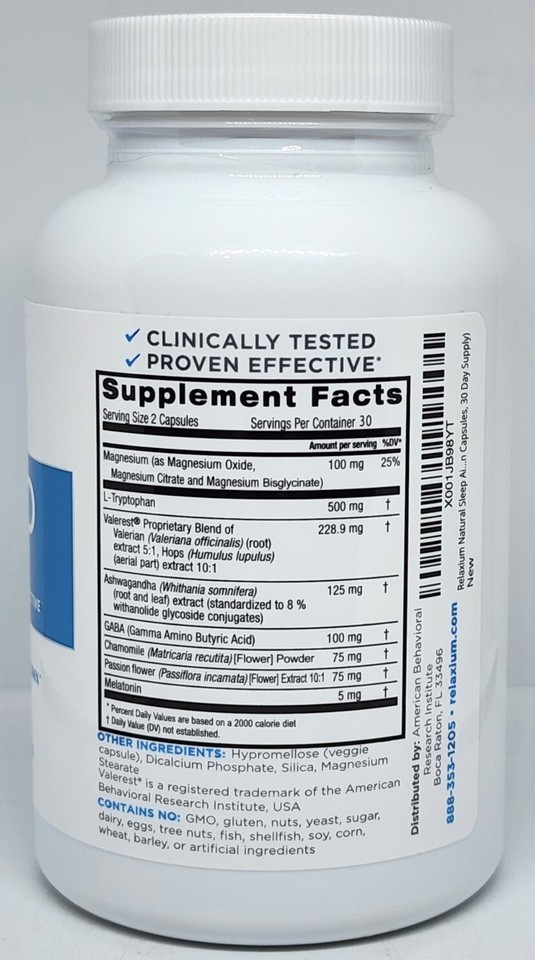 RELAXIUM Sleep Professional Strength All Natural Sleep Aid 60 Capsules ...