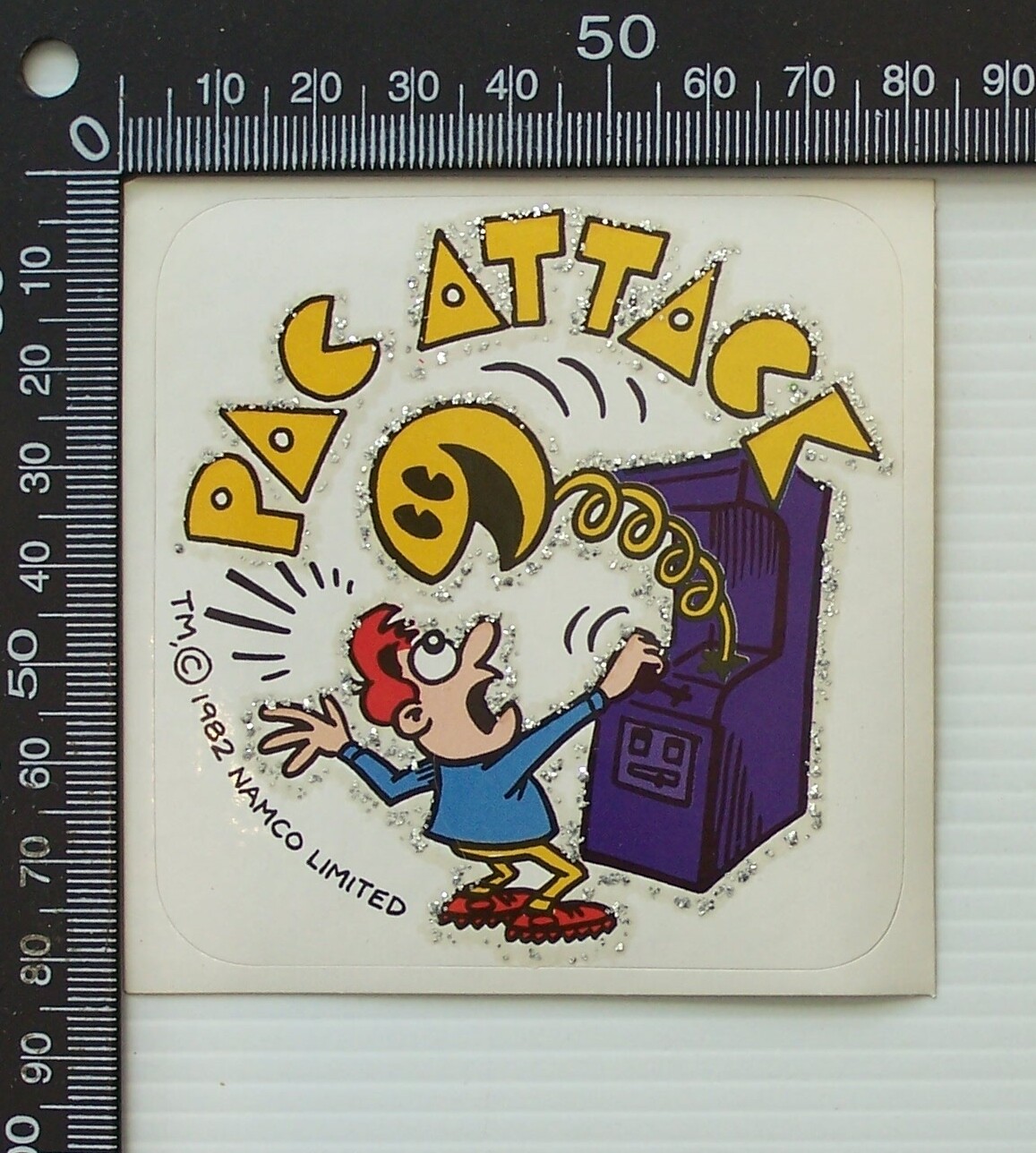 VINTAGE 1982 NAMCO LTD PACMAN PAC-MAN VINYL w GLITTER ADVERTISING PROMO ...