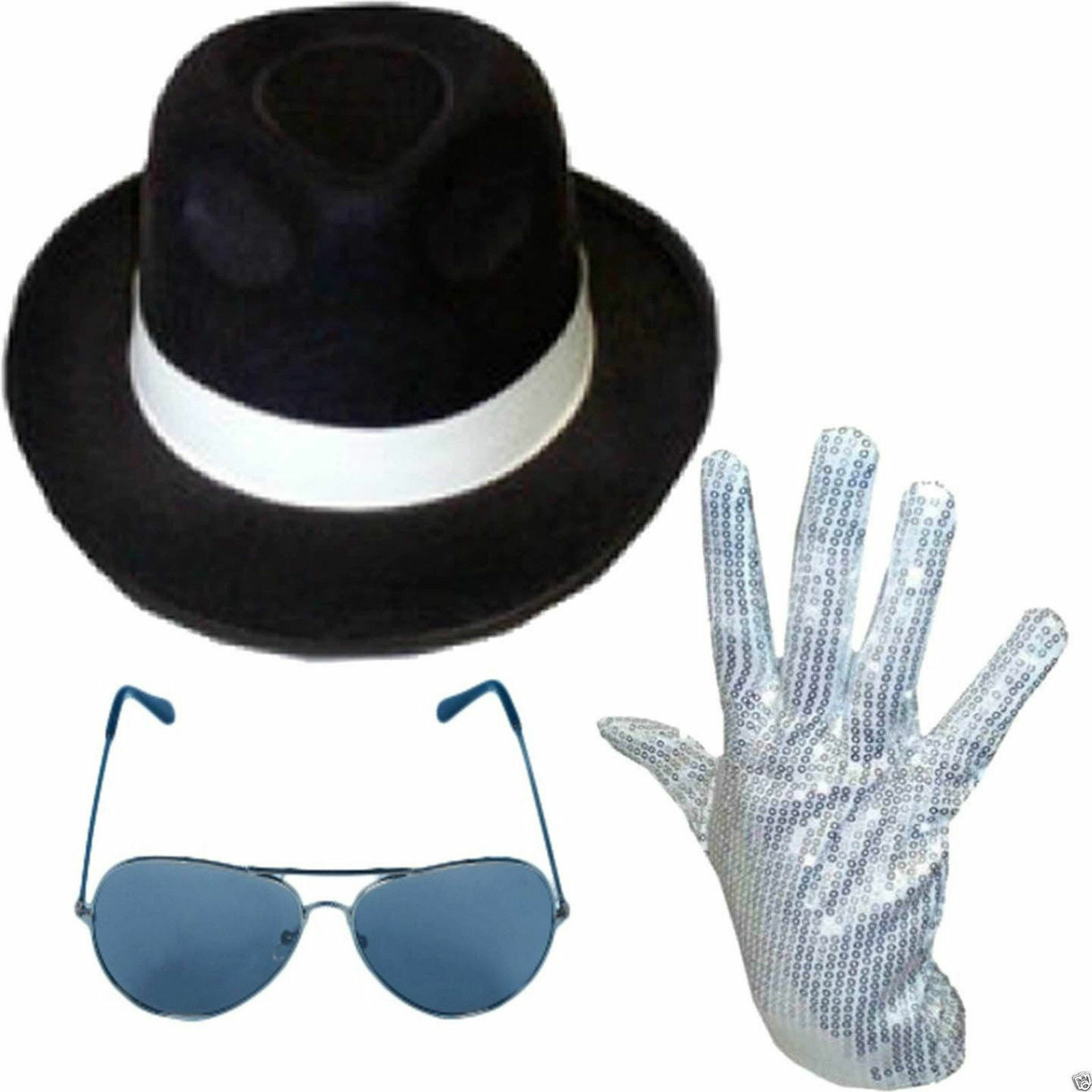 Michael Jackson Fancy Dress Kit (Hat, Gloves & Glasses) King of Pop ...